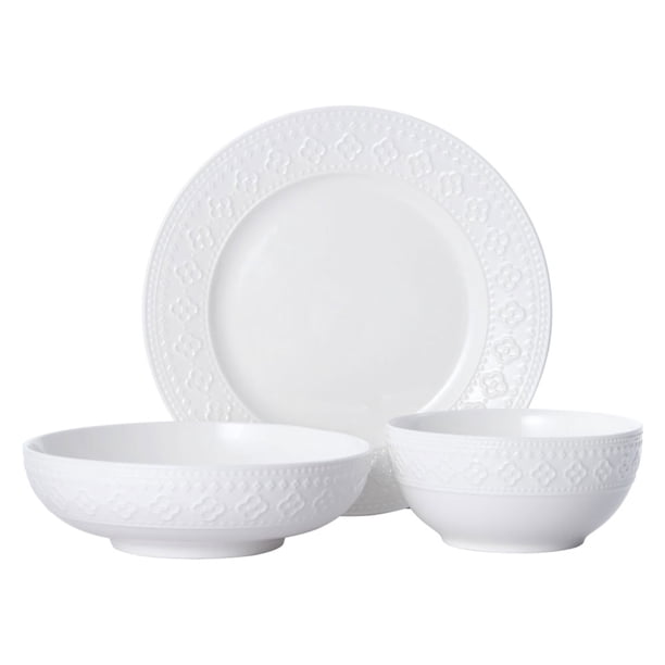 Pfaltzgraff Haisley 12-piece Dinnerware Set Porcelain White - Walmart.com