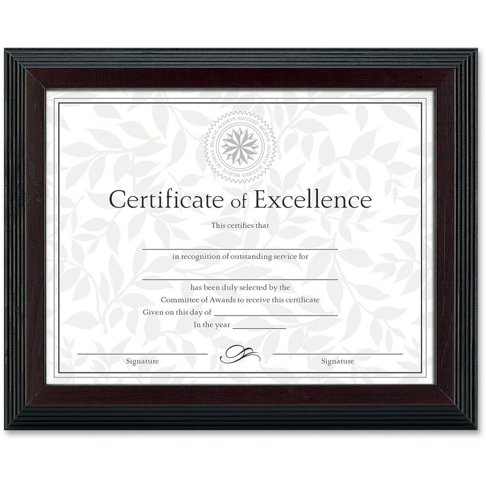 DAX Stepped Award/Certificate Frame, 8 1/2 x 11, Black w/Walnut Trim ...
