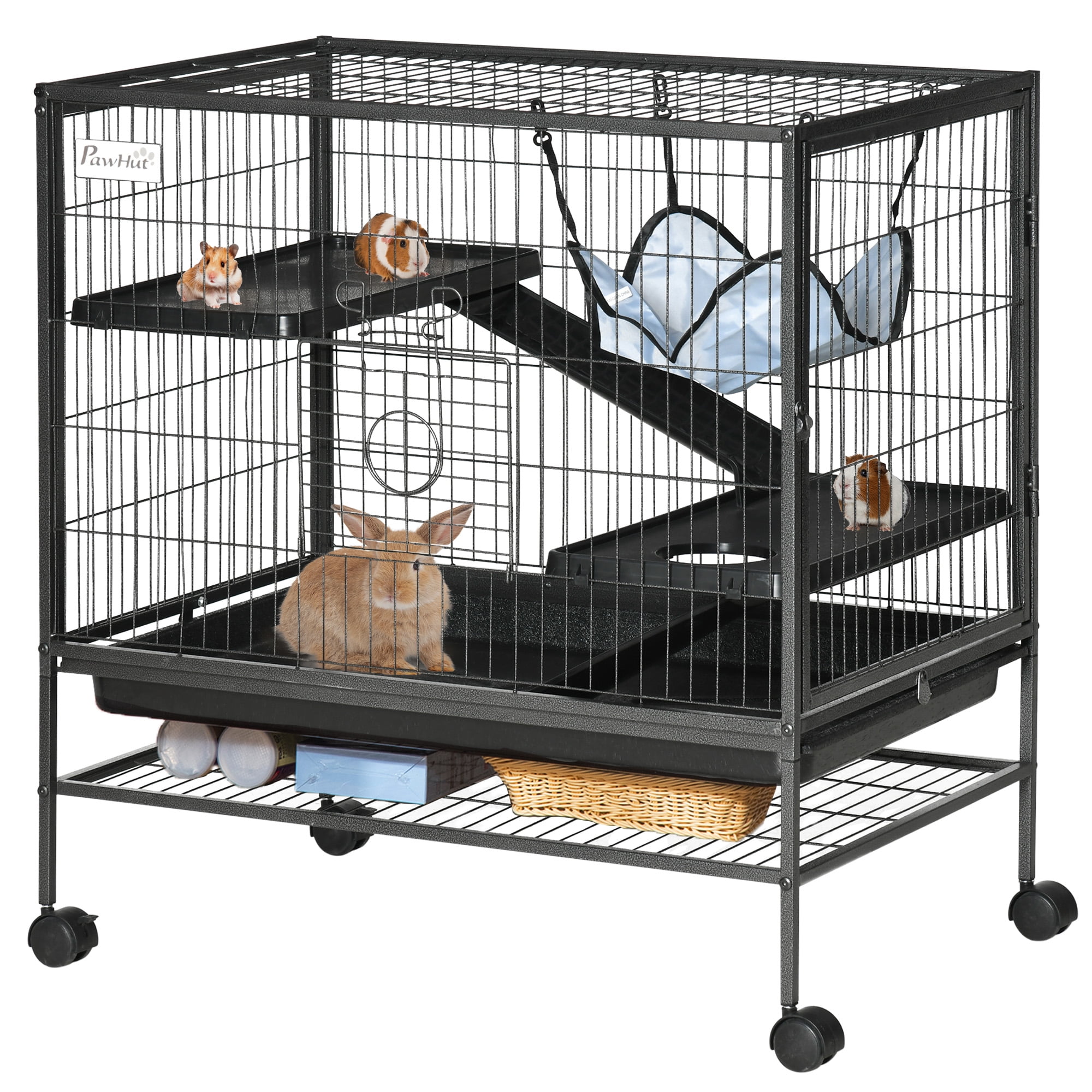 Click here for Pawhut Small Animal Cage With Hammock  3-Tier Ferr... prices
