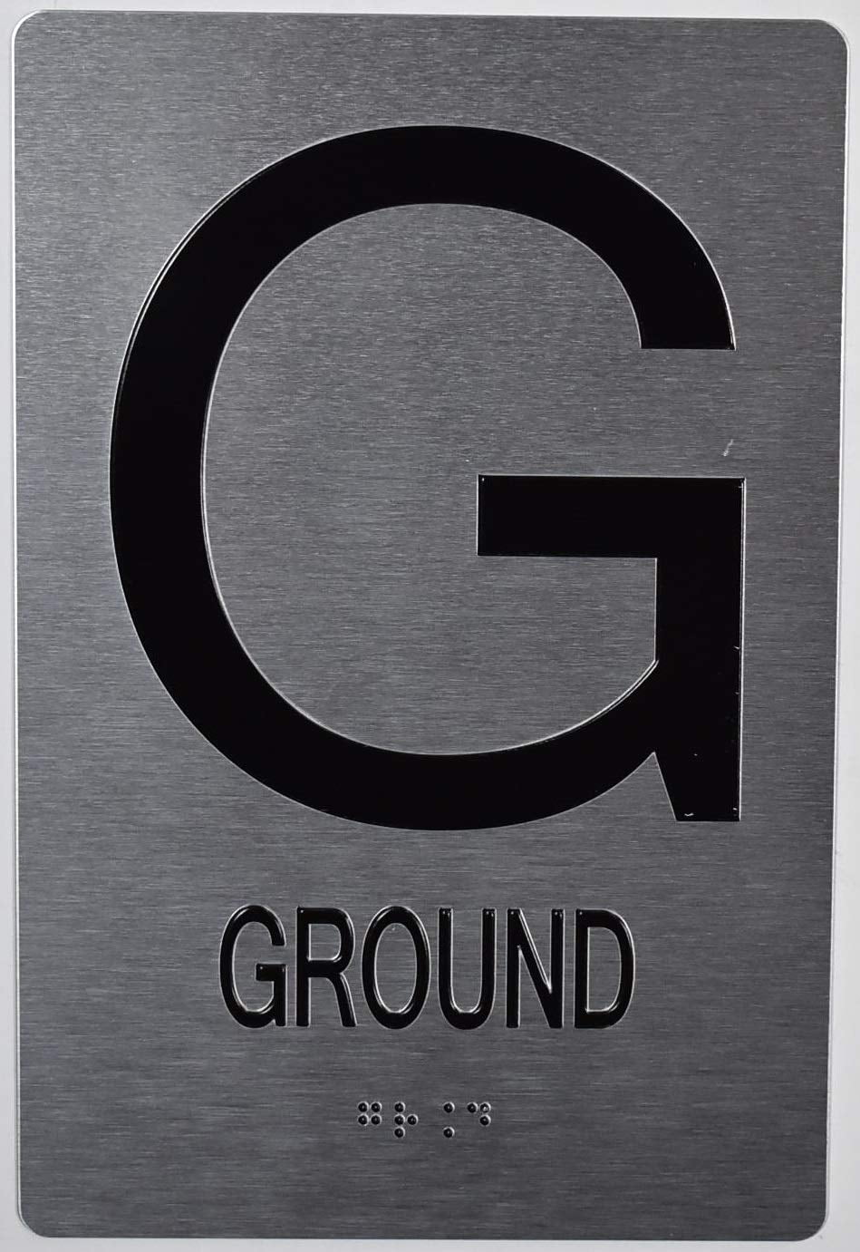 Ground Floor Sign Silver-Tactile Touch Braille Sign (Aluminium ...