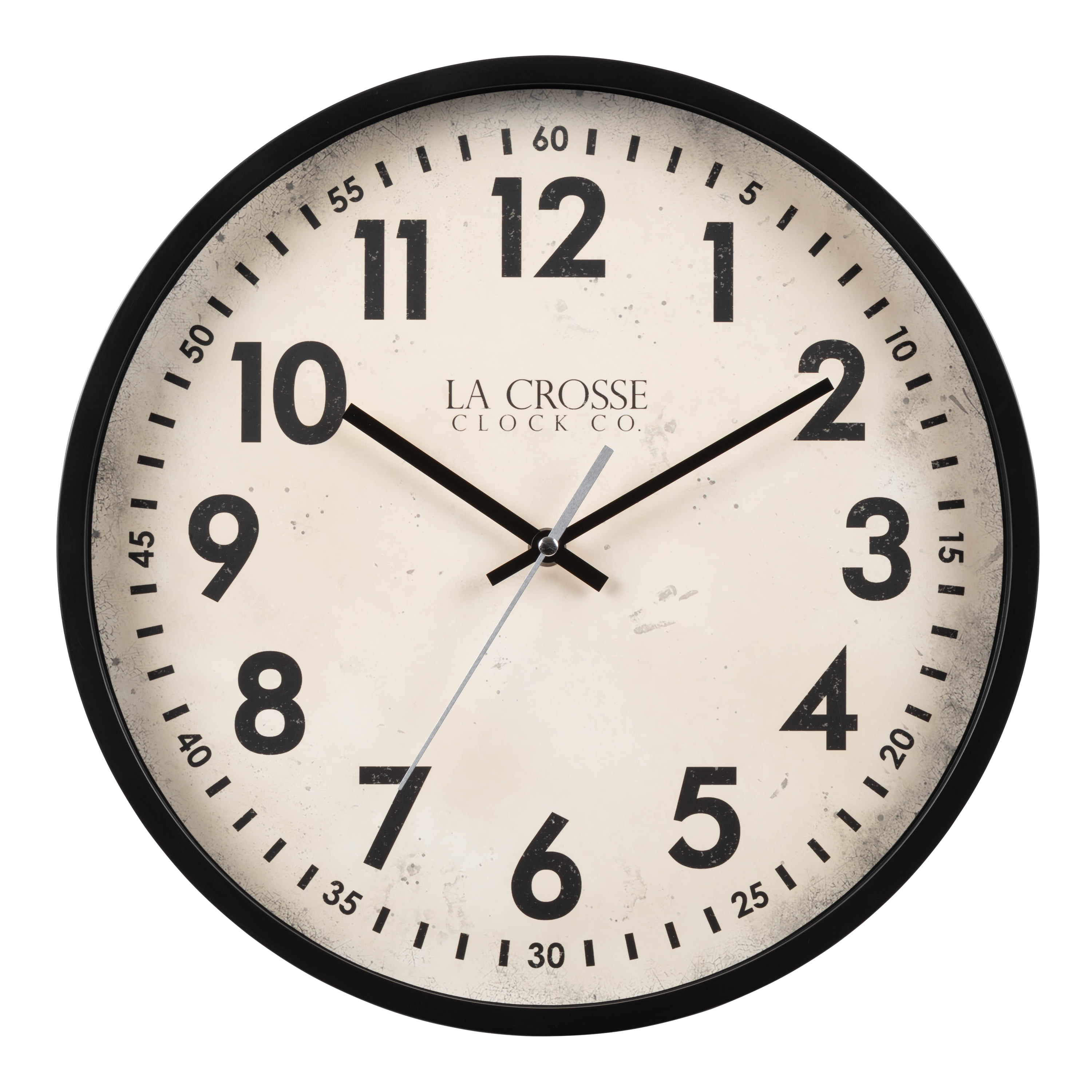 La Crosse Clock 14-inch Black Ellis Quartz Analog Wall Clock, 404-3036B ...