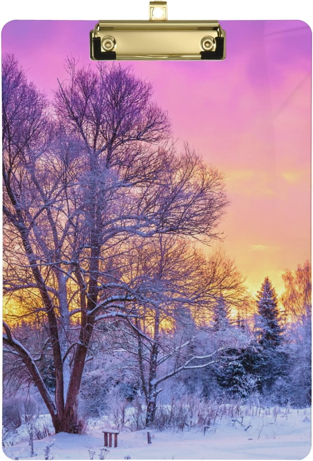 FMSHPON Winter Forest Sunrise Clipboard Hardboard Wood Nursing Clip ...