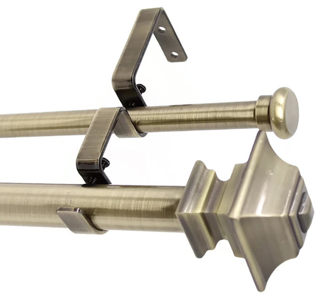 Urbanest Pila Flat Button 1" 5/8" Double Drapery Curtain Window Rod Set ...