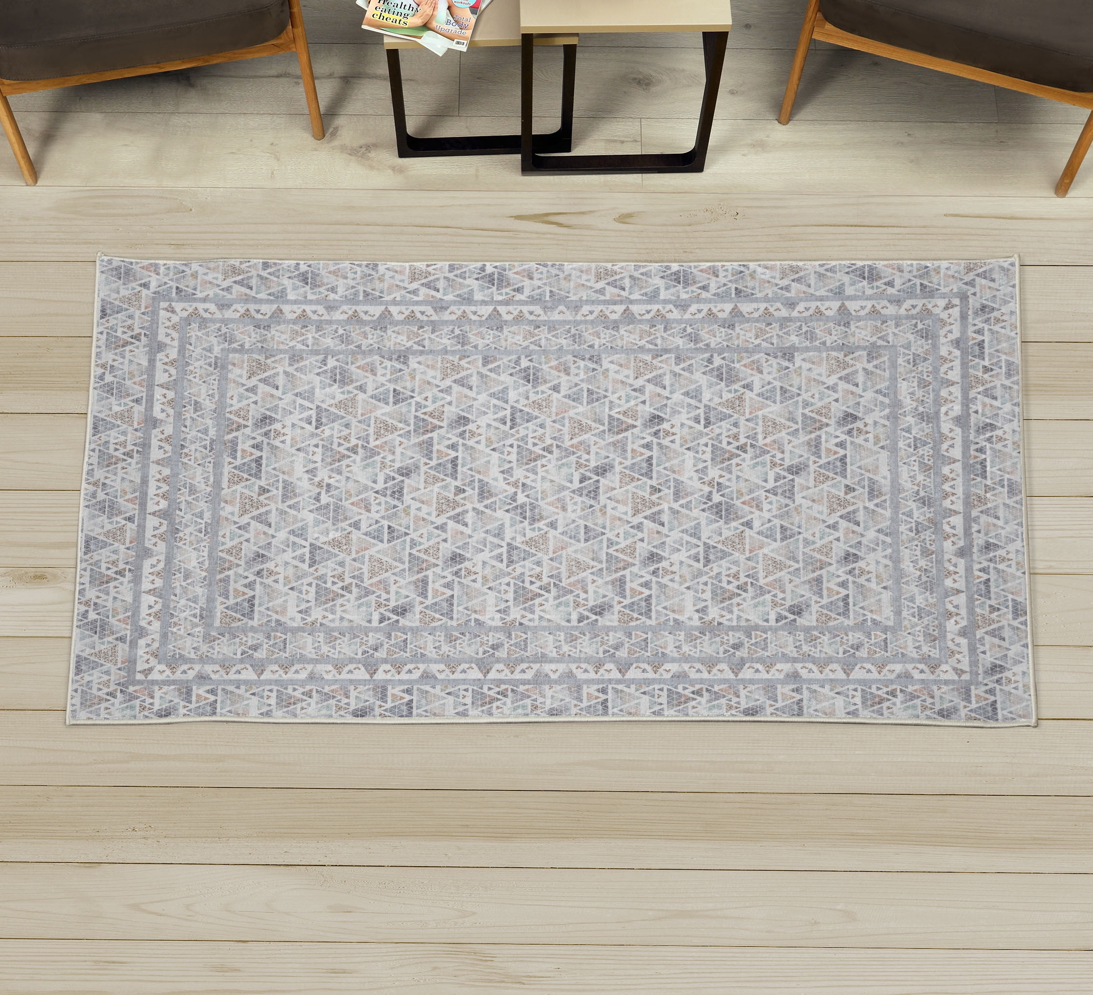 Geometric Decorative Rug, Triangle Grid in Ombre Galactic Effect Colors ...