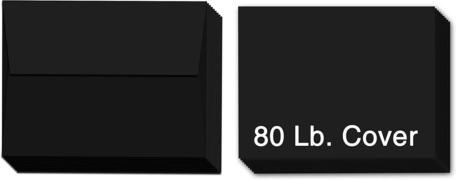 Heavyweight Blank Black Note Cards and Envelopes (Unfolded) | 25 Cards ...