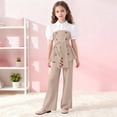 Coerni Tween Girl's Two Piece Dressy Outfits Puff Sleeve Button Belt ...