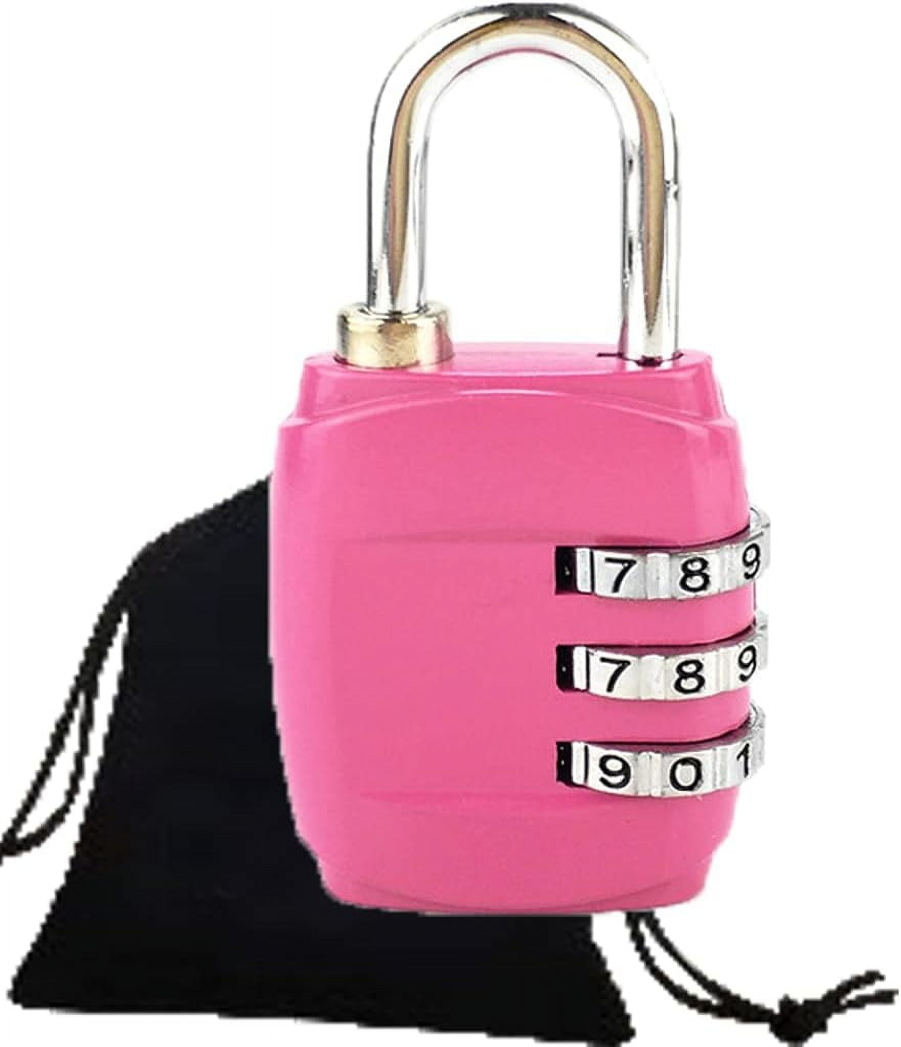 Pink Combination Locker Lock, Luggage Travel Lock, 3-Digit Outdoor ...