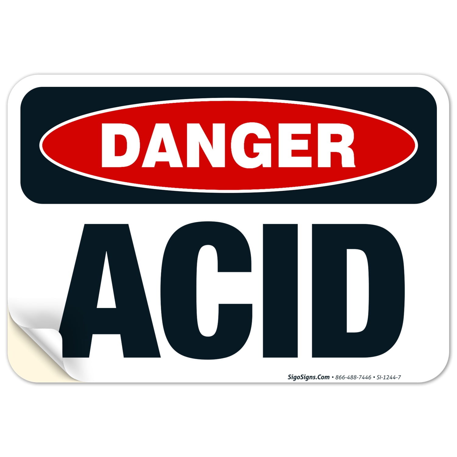 Danger Acid Sign, OSHA Danger Sign, 10x7 Vinyl Sticker - Walmart.com