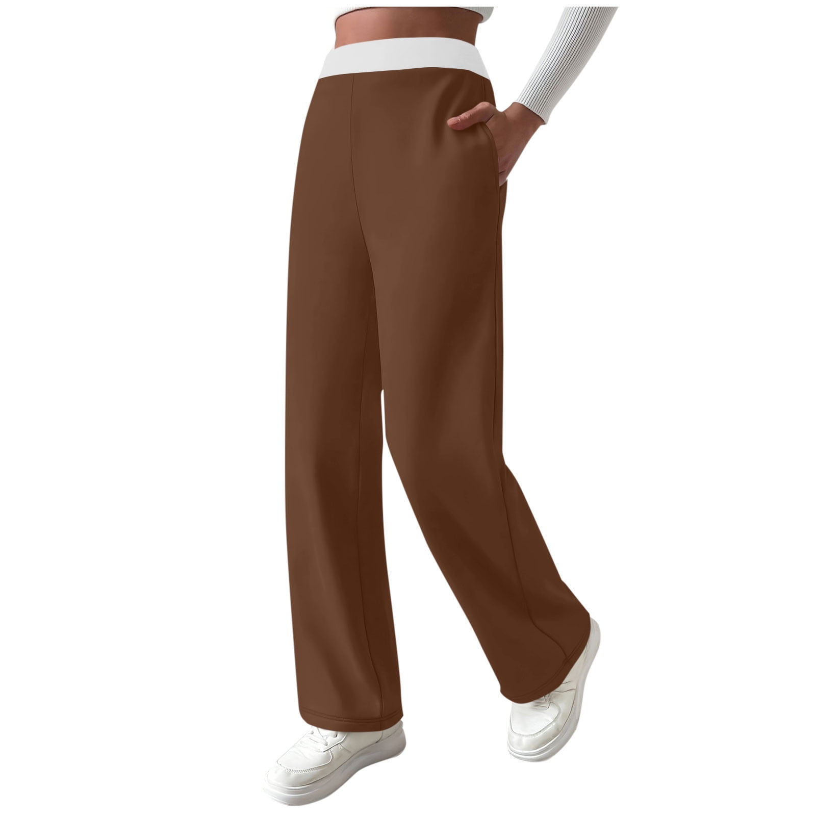 Click here for Fatyb Womens Fleece Lined Pants Straight Leg High... prices