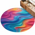 Boho Colorful Swirl Round Rug 3ft Liquid Marble Background Washable ...