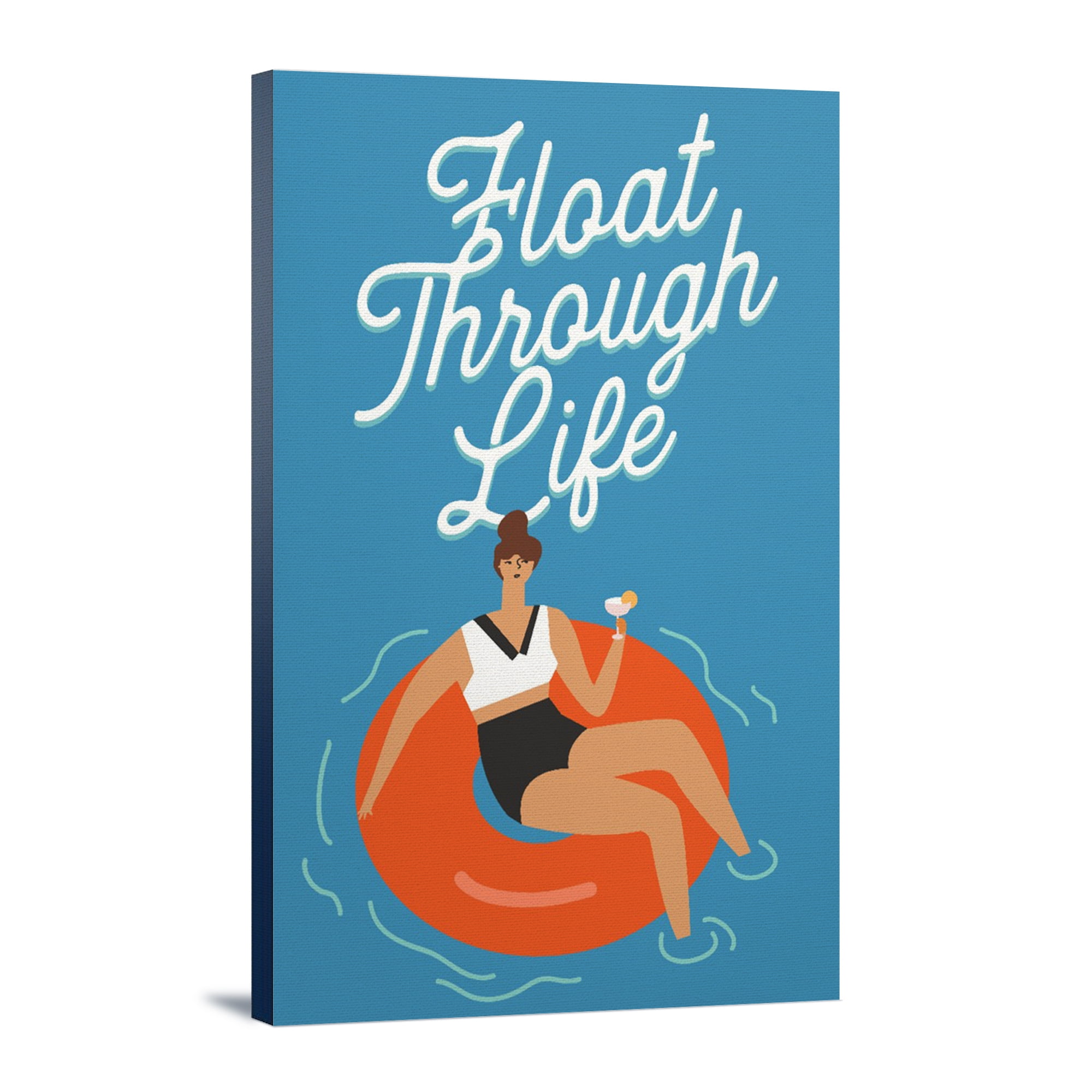 Float Through Life, Lady on Inner Tube, (12x18 Wrapped Canvas, Wall ...