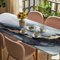 Abstract Art Marble Texture Fitted Rectangle Tablecloth 32" x 96" Black ...
