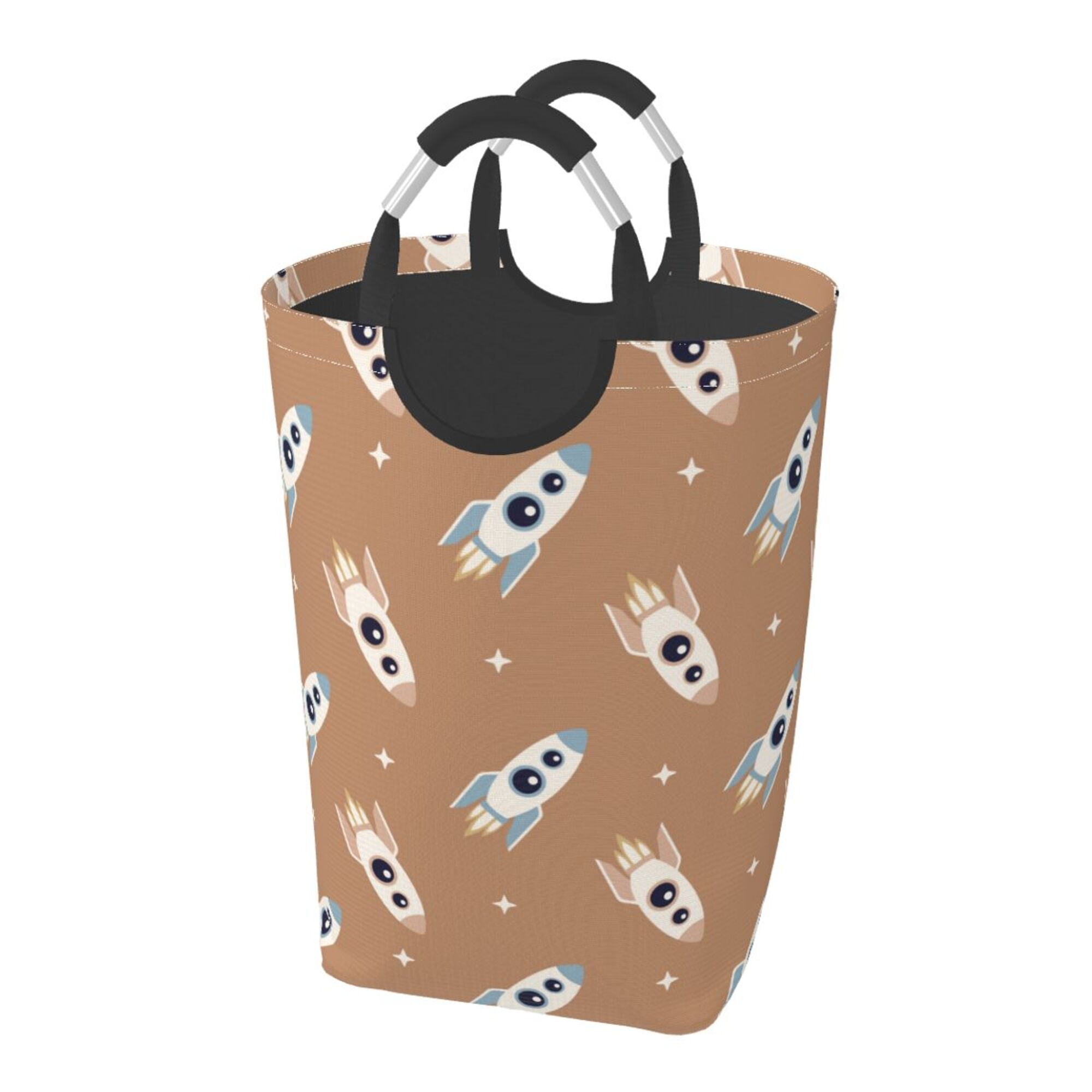 DouZhe 50L Rectangular Laundry Basket, Cartoon Spaceship Rocket Prints ...