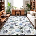 Boho Palm Tree Washable Area Rugs 4'x6', Vintage Beach Exotic Blue ...