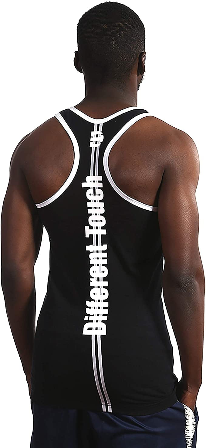 Men's Racer Y-Back Cotton Spandex Gym Muscle Tank Top Sleeveless ...