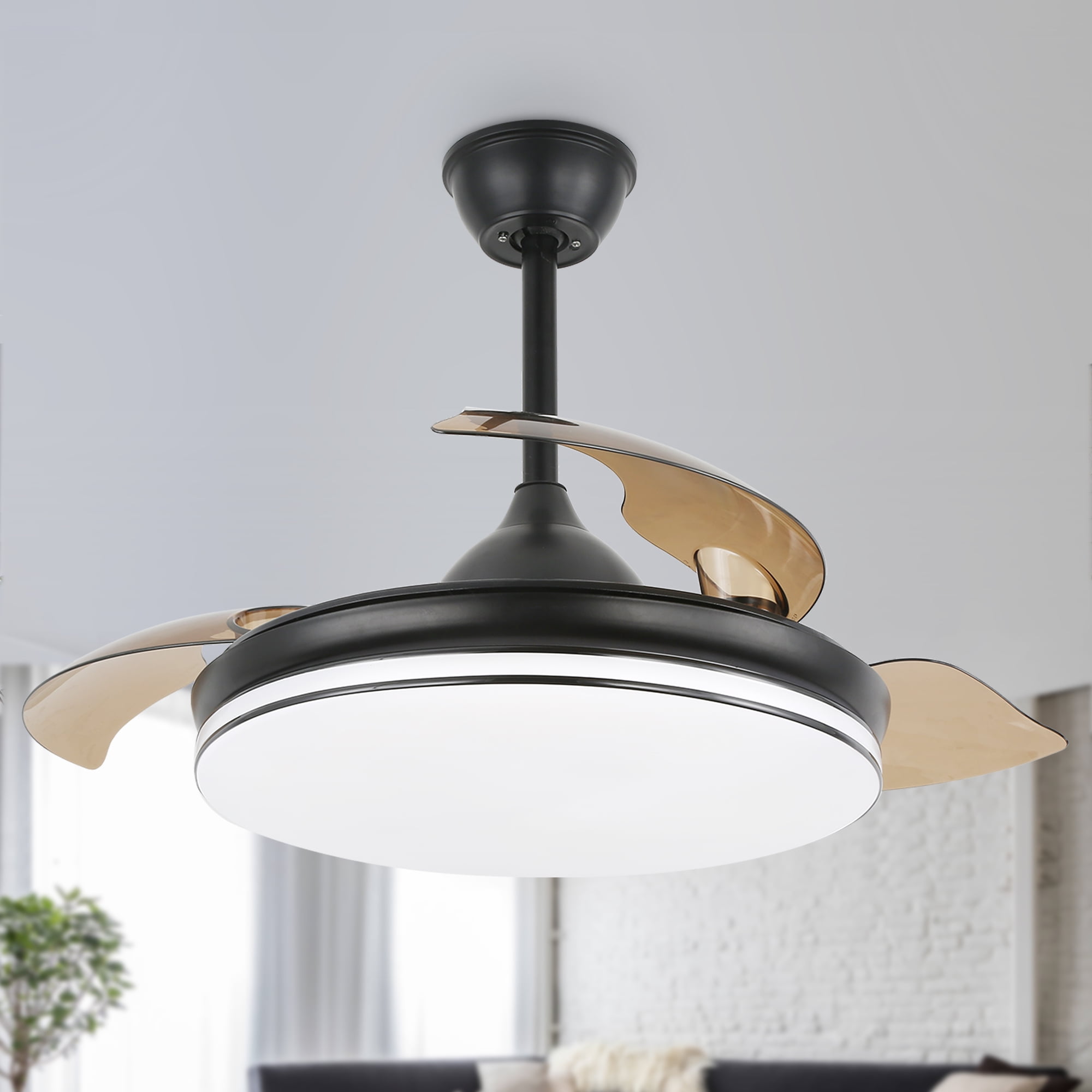 36W Black Led Reversible Ceiling Fan with Remote Control and ...