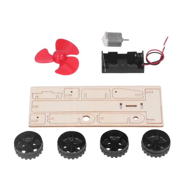 LYUMO Electric Wind Car DIY Kit,Wooden Electric Wind Car Model Fan ...
