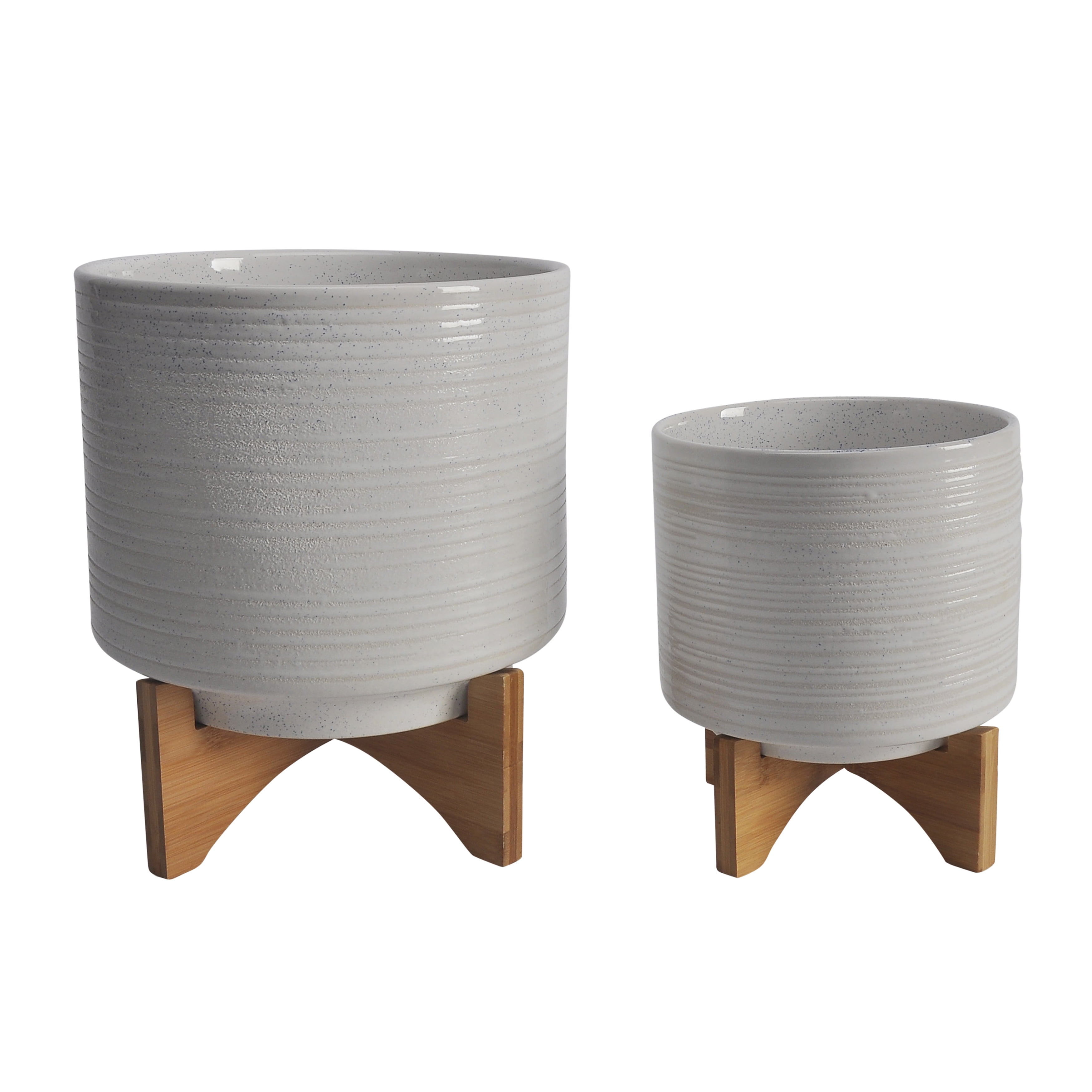 MMTX CERAMIC S/2 8/10" PLANTER ON STAND, SPECKLED WHITE - Walmart.com