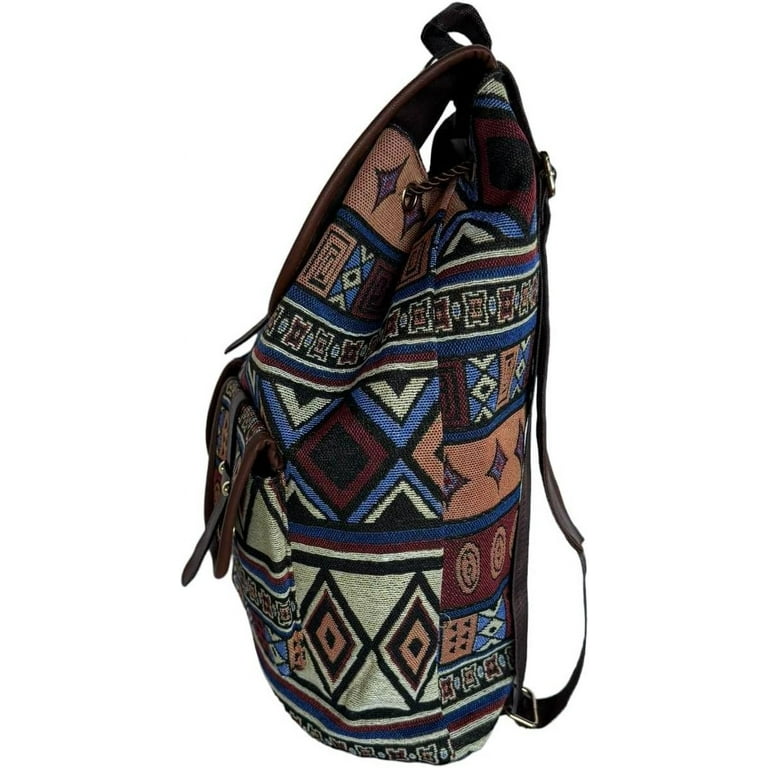 Hippie Canvas Women Backpack Purse- Boho Style Ethnic Hippie Canvas Women Backpack Purse- Boho Style Ethnic