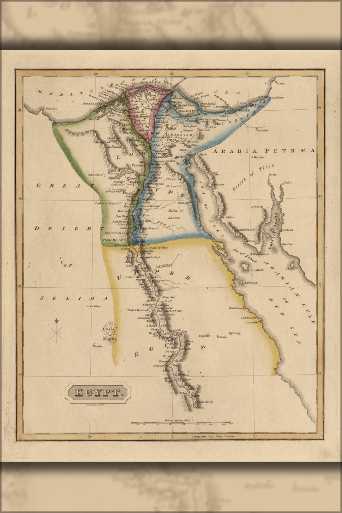 24"x36" Gallery Poster, map of Egypt 1817 - Walmart.com