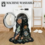 Moynesa 4'x6' Boho Floral Living Room Rug, Washable Faux Wool Area Rug ...