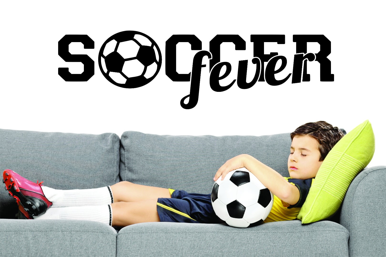 Decal Wall Sticker : Soccer Ball Fever Sport Quote Teen Boy Girl ...