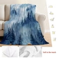 Blue Forest Mountain Fleece Throw Blanket Retro Watercolor Gradual ...