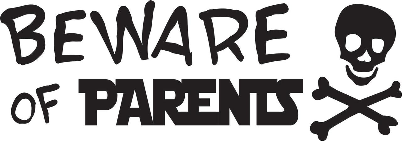 Beware Of Parents Skull Bones Warning Sign Bedroom Quote Custom Wall ...