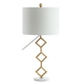 JONATHAN Y Diamante 29.5" Modern Gilt Metal with Marble Base LED Table ...