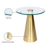 Meridian Furniture Glassimo Glass Top End Table with Brushed Gold Iron ...