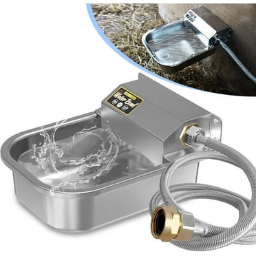 Automatic Dog Waterer Outdoor 2 Gallon Large Stainless Steel Water Bowl ...