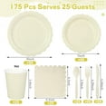 175 Pcs Ivory Paper Plates and Napkins, Beige Party Supplies Include ...