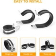 10 Pack 1.25 Inch Stainless Steel Cable Clamp, Rubber Insulated Metal ...