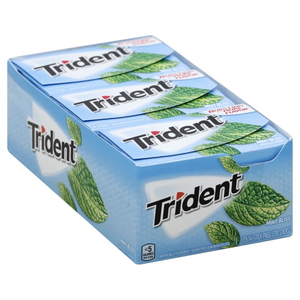 Trident Mint Bliss Sugar Free Gum with Xylitol 15-14 ct Packs - Walmart ...