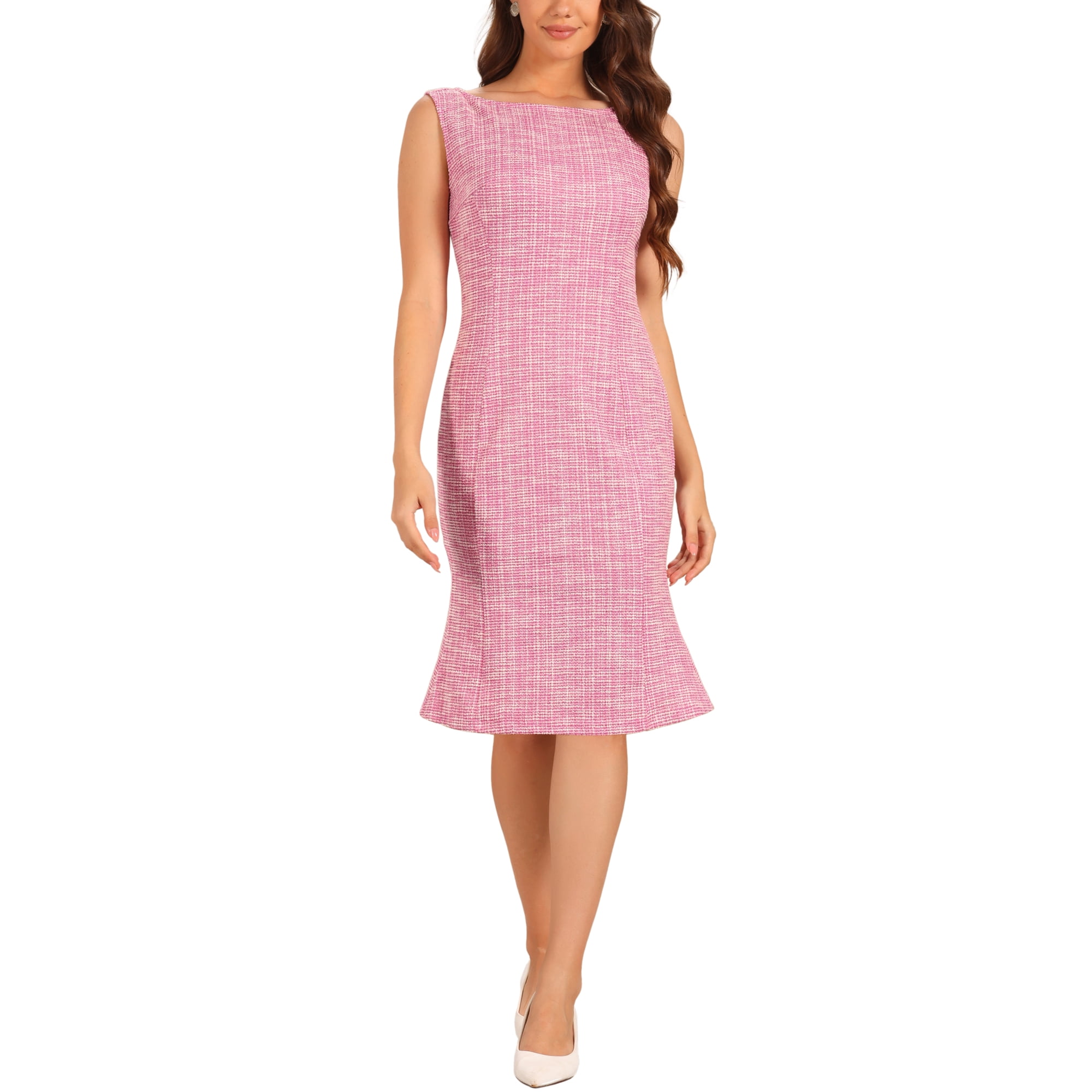 Click here for Inspire Chic Womens Boat Neck Tweed Sleeveless Ele... prices