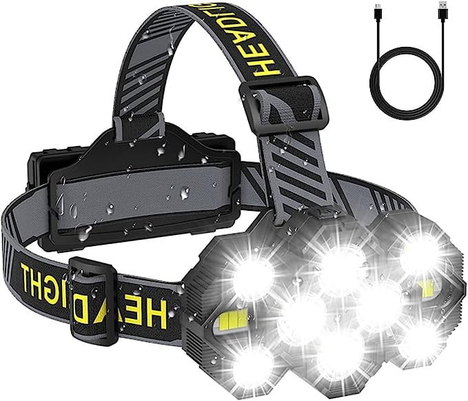 LED Headlamp Rechargeable, 8+2 Modes Head Light with Red Light, Bright ...