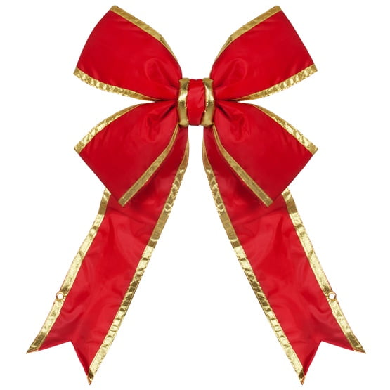 Big Red Christmas Outdoor Bows, Heavy Duty Red Nylon Bow with Gold Trim ...
