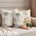 Blue Beige Nautical Outdoor Waterproof Pillow Covers, Vintage Sailboat ...