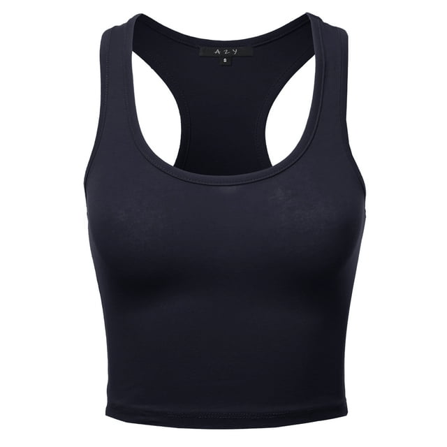 A2y Womens Basic Cotton Casual Scoop Neck Sleeveless Cropped Racerback