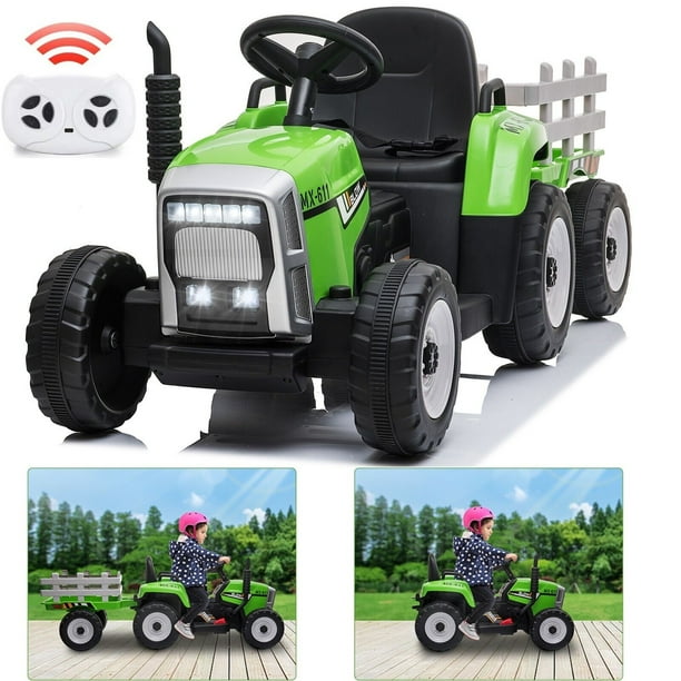 Dazone 12V Kids Ride On Tractor, Toddler Electric Tractor with Trailer ...