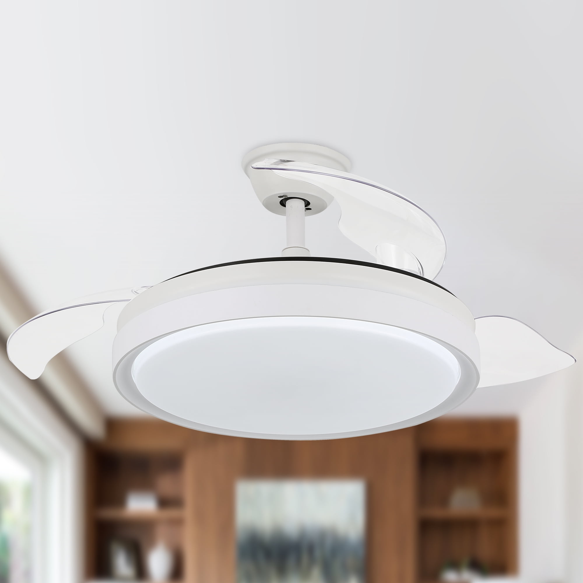 42" Retractable Ceiling Fan Reversible With Remote Control and Light ...