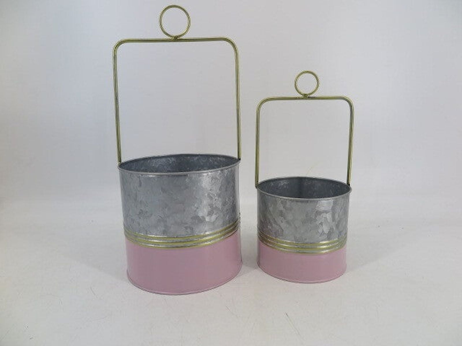 Set Of 2 Pastel Pink Dipped Bucket Shaped Hanging Planters - Walmart.com