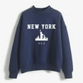 Autumn Winter O Neck Solid Color Printed Long Sleeve Pullover ...