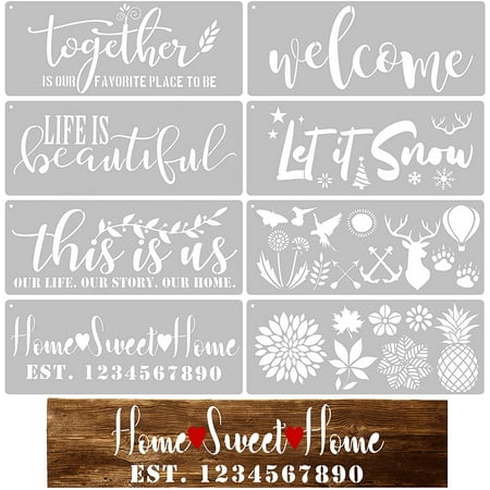 8 Pieces Welcome Sign Stencil Funny Family Sign Stencil Reusable ...