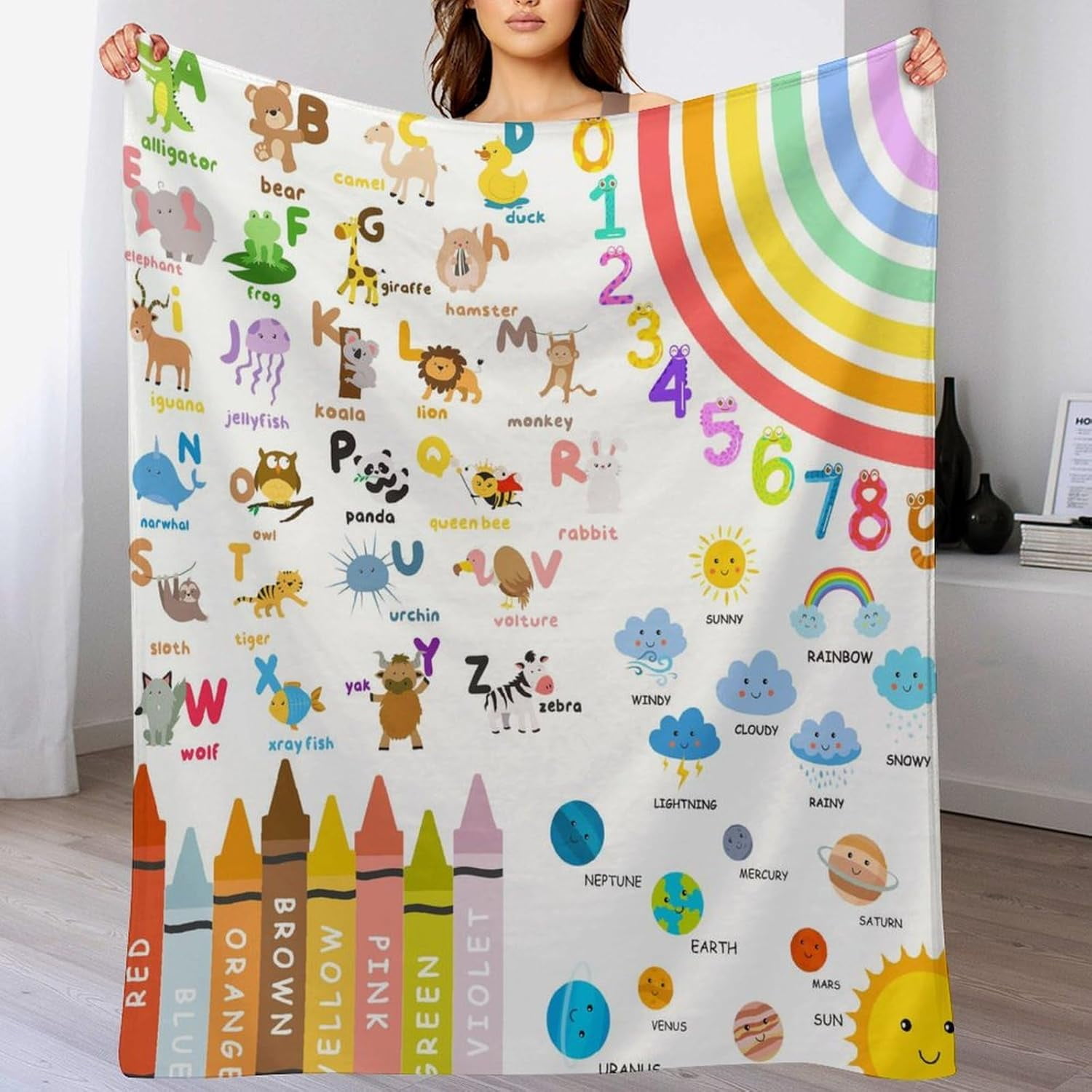 Click here for Zhitrades Alphabet Education Throw Blanket Cartoon... prices