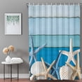 Bathroom Shower Curtain Summer Ocean Starfish Shell Waterproof Shower ...