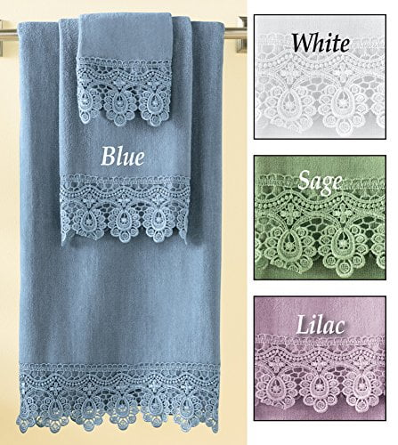 Collections Etc Lace Trim Bath Towel Set