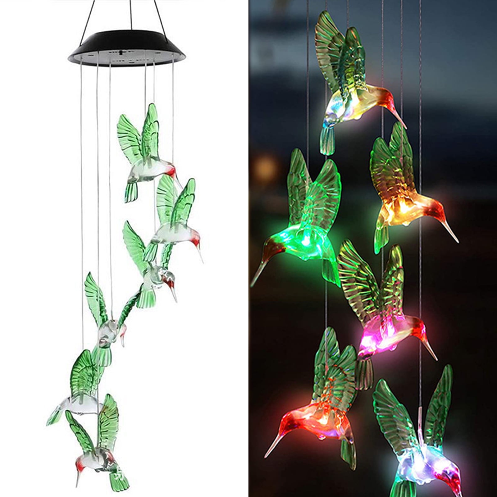 Solar green hummingbird led colorful wind chime lamp | Walmart Canada