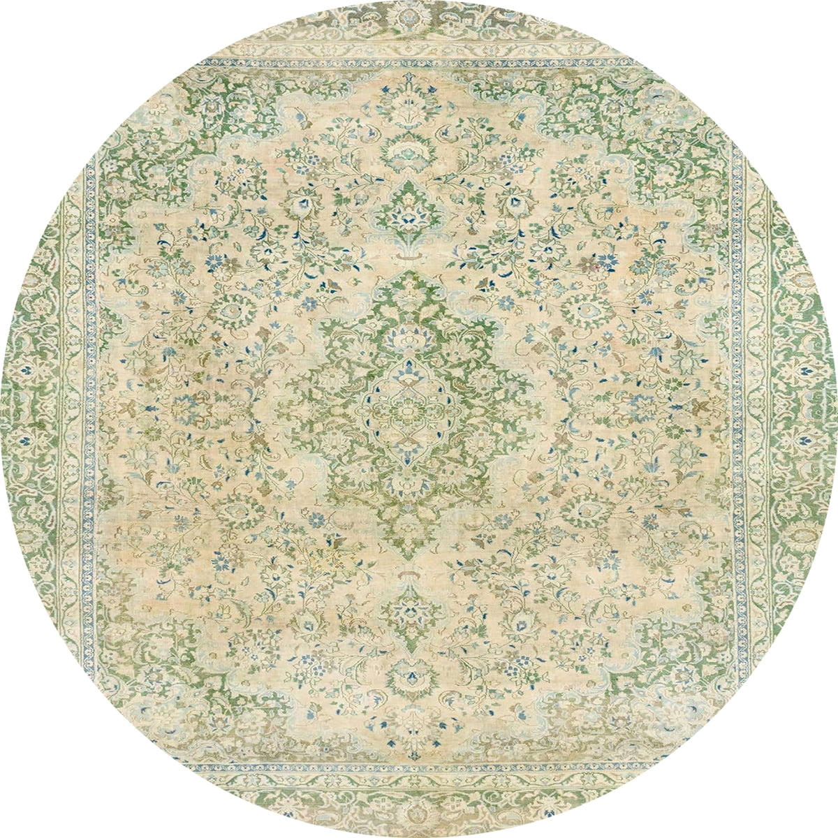 Ahgly Company Indoor Round Abstract Olive Green Abstract Area Rugs, 4 ...