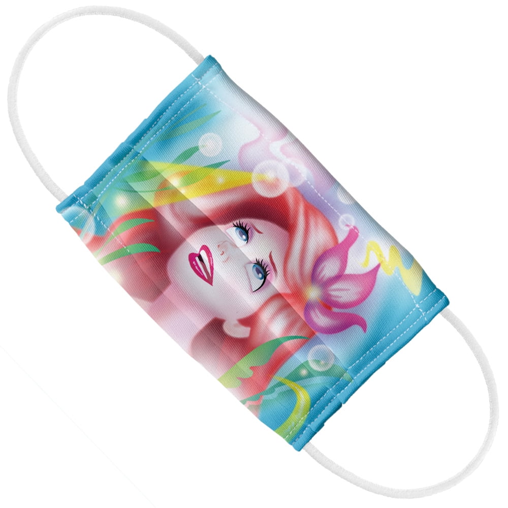 Disney Princess Kids Ariel 80's Airbrush 2-Ply Reusable Cloth Face Mask ...